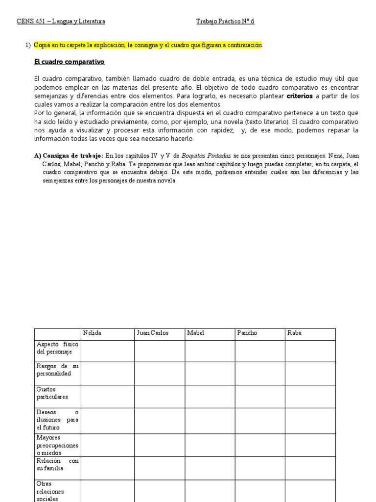 Consigna #6 - El Cuadro Comparativo | PDF