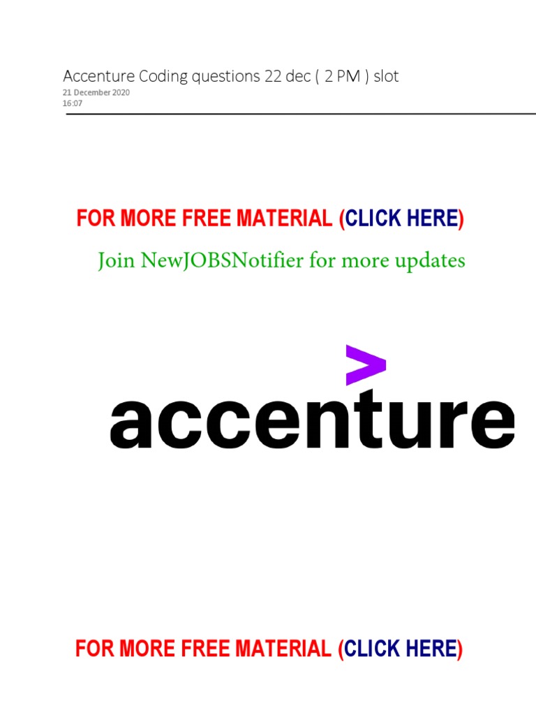 Coding questions and solutions for a coding interview with Accenture on ...