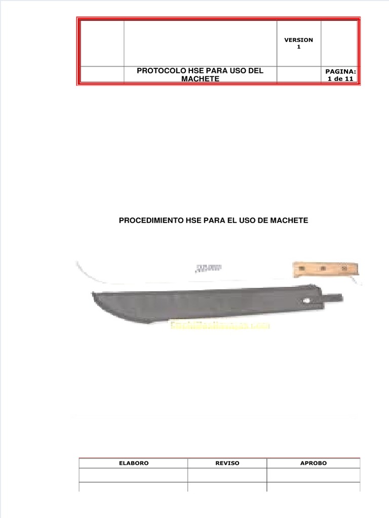 Protocolo de Uso Seguro del Machete | PDF | Factores humanos y ...