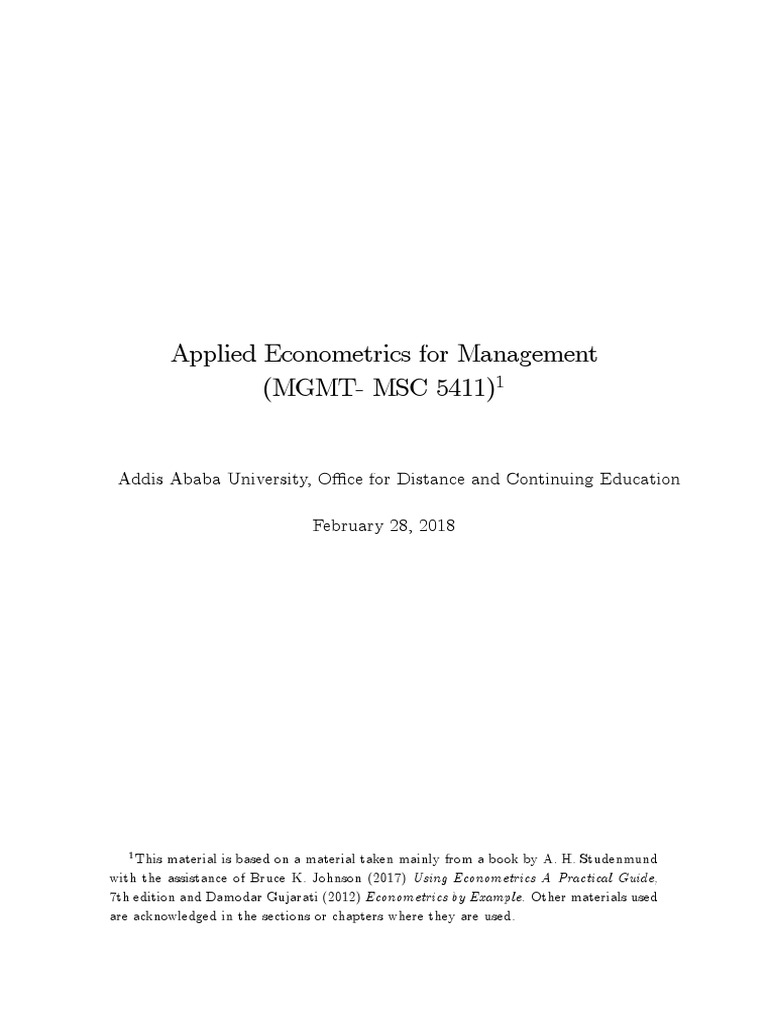 Applied Econometrics Module Pdf Econometrics Dependent And