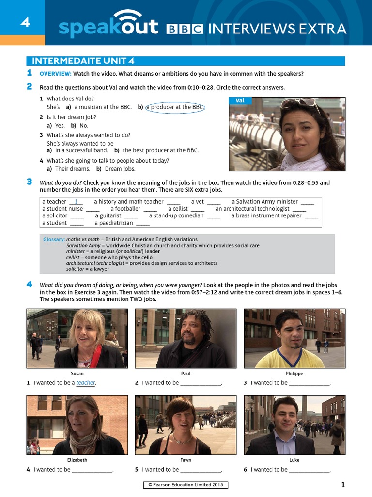 SO I U4 Interviews Worksheet | PDF | Entertainment (General)