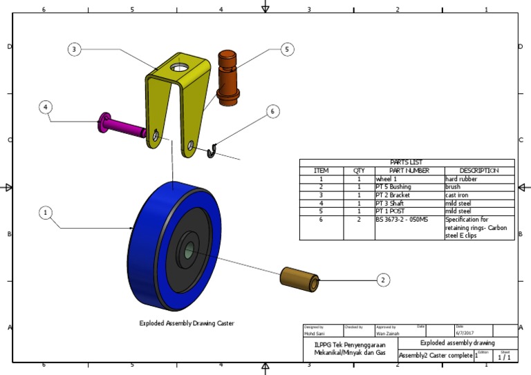Exploded assembly drawing caster parts list | PDF | Steel | Industrial ...