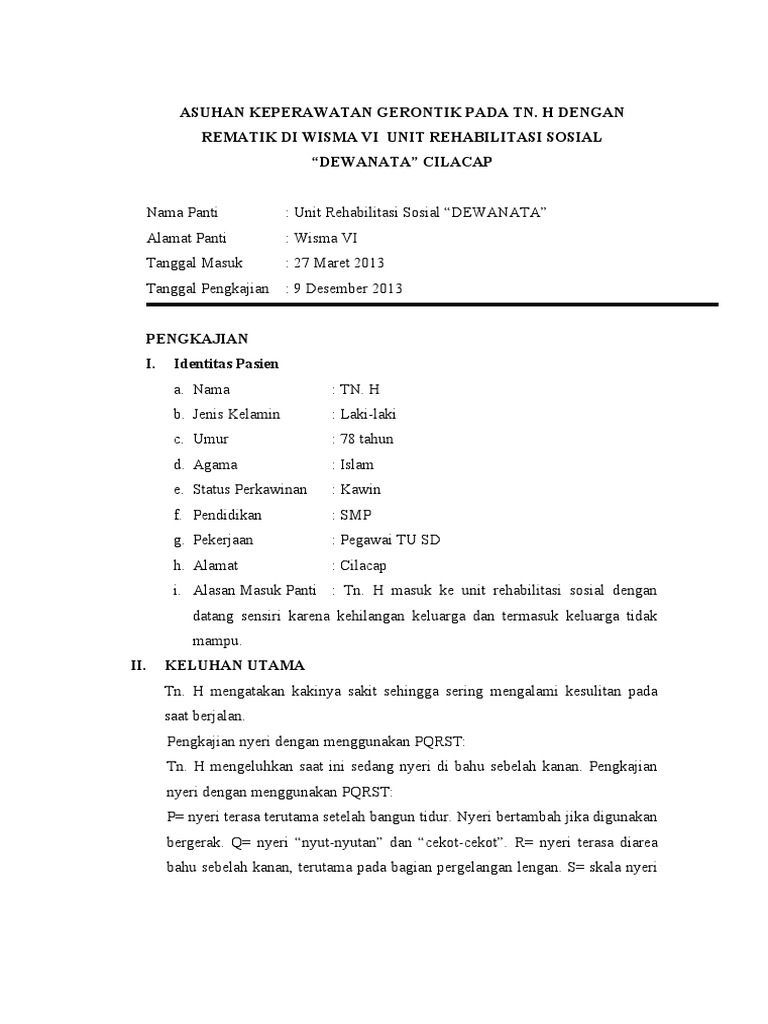 Contoh Pengisian Askep Gerontik | PDF