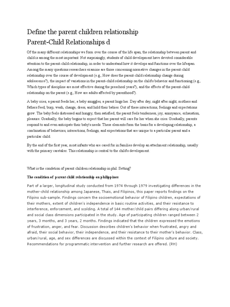 Define The Parent Children Relationship | PDF | Autism | Child Custody