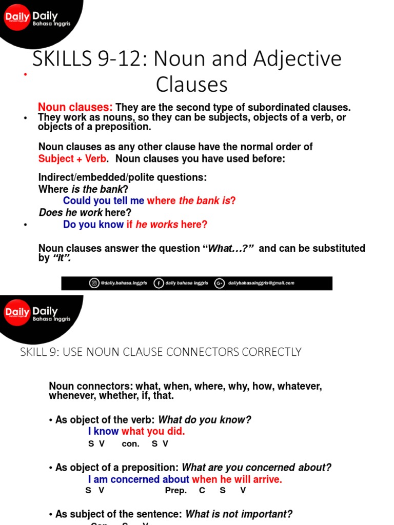 SKILLS 9-14 Sentence With Multiple Clauses and Reduced Clauses | PDF ...