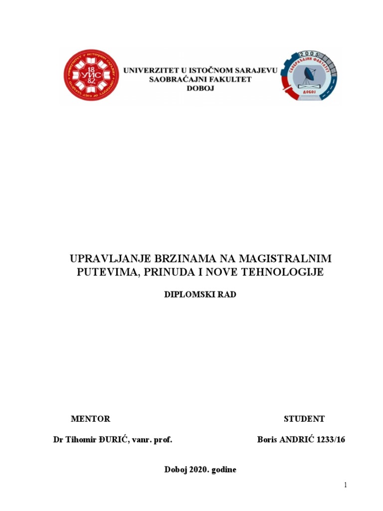 Boris Andrić - Upravljanje Brzinama Na Magistralnim Putevima, Prinuda I ...