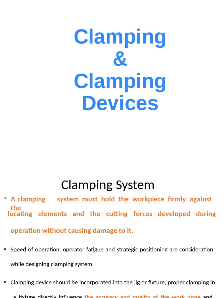 Overview of Clamping Devices and Systems | PDF | Screw | Machines