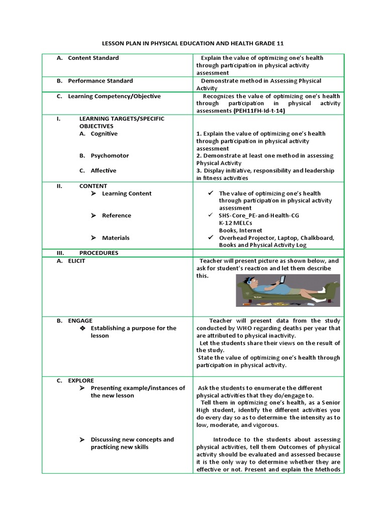Lesson Plan in Physical Education Grade 11 | PDF | Physical Education ...