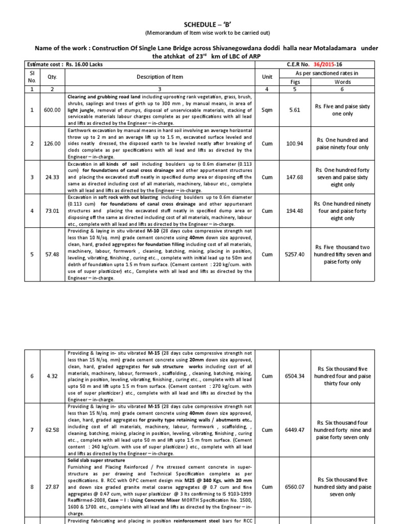 Cer 35 Schedule B | PDF | Construction Aggregate | Concrete