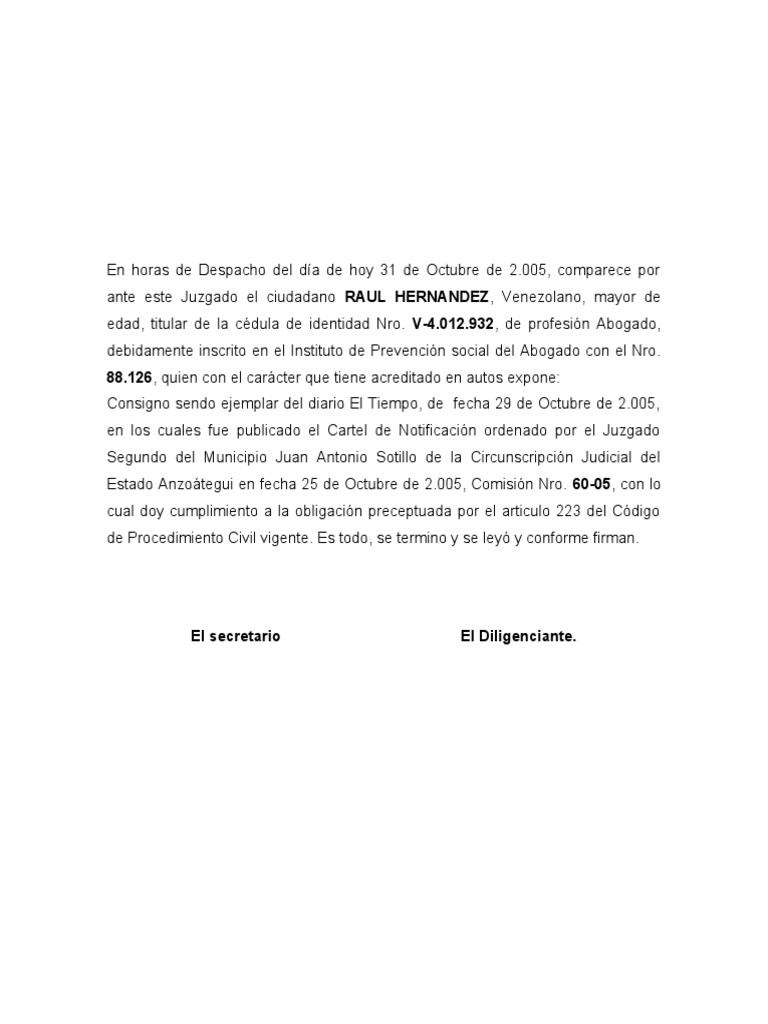 Modelo Consignacion Carteles Publicados | PDF