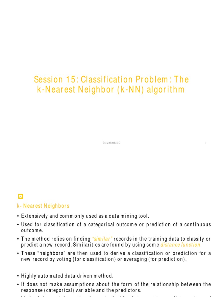 DADM S15 K-NN Classification | PDF | Statistical Classification | Cross Validation (Statistics)
