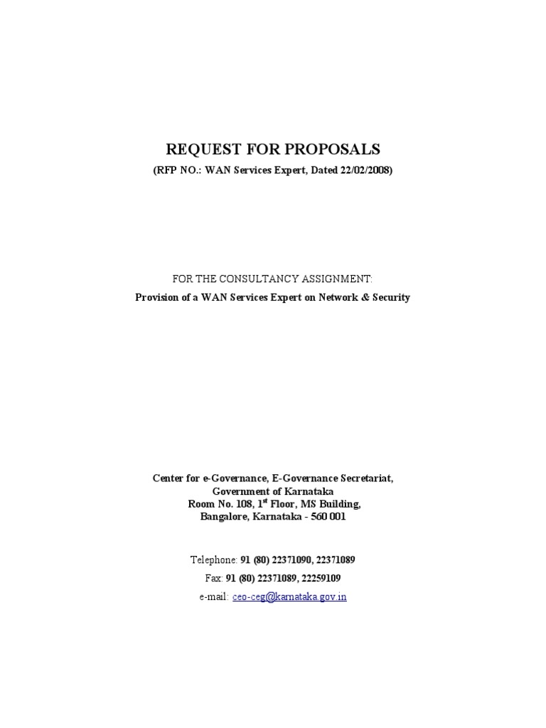 RFP for WAN Services Expert in Karnataka | PDF | Request For Proposal ...