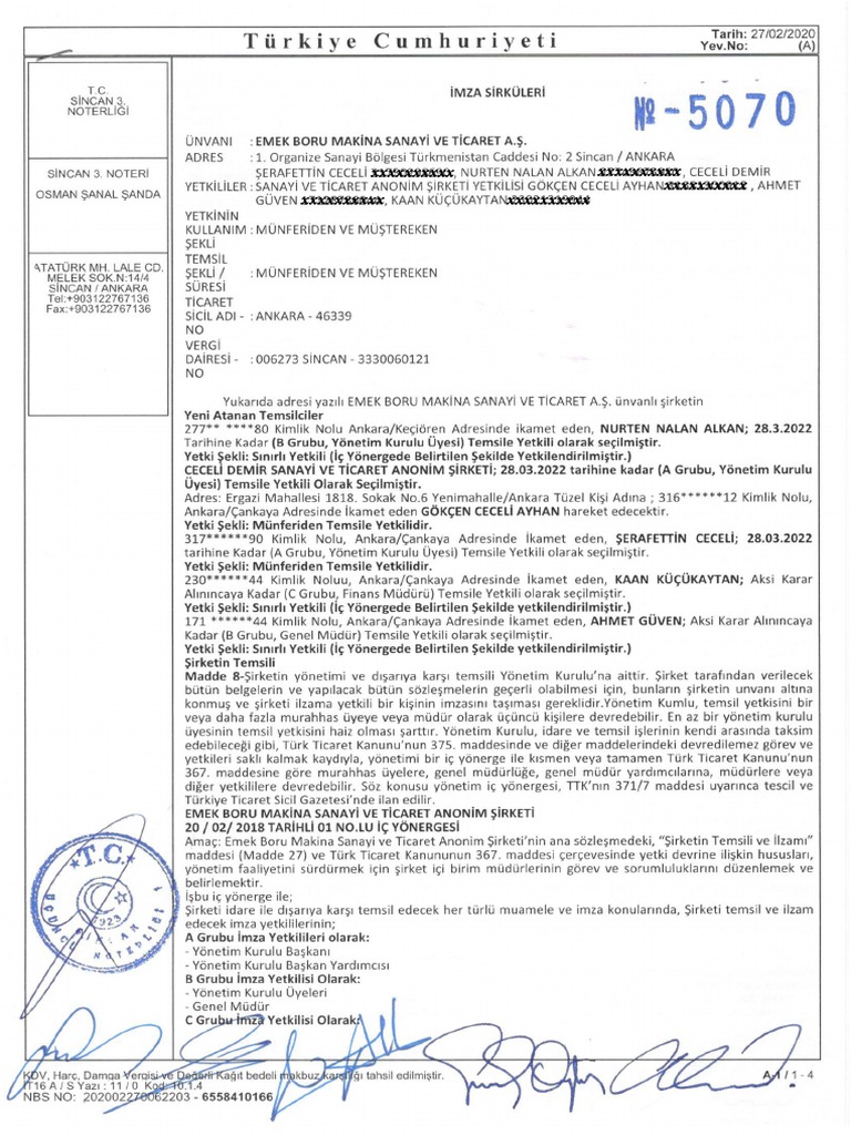 Emek Boru Imza Sirkuleri 20200227 | PDF