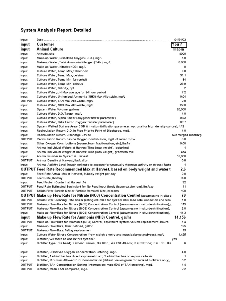 System Analysis Report, Detailed | PDF | Water | Oxygen