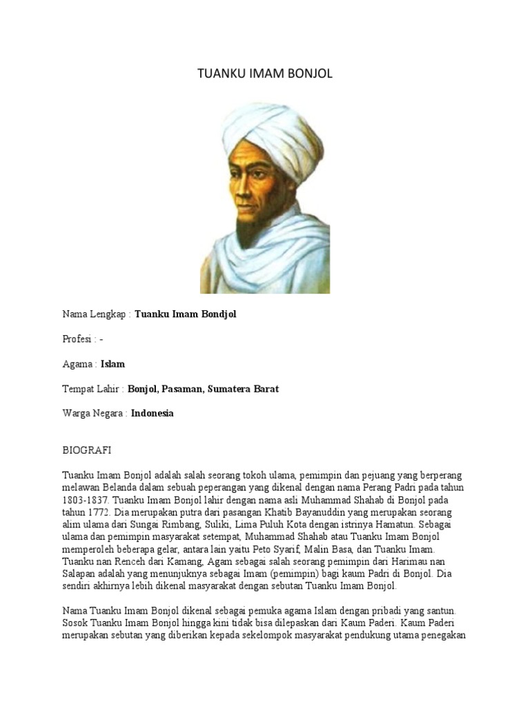 Tuanku Imam Bonjol | PDF