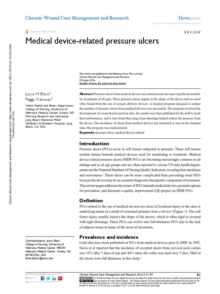 Medical Device-Related Pressure Ulcers: Chronic Wound Care Management ...