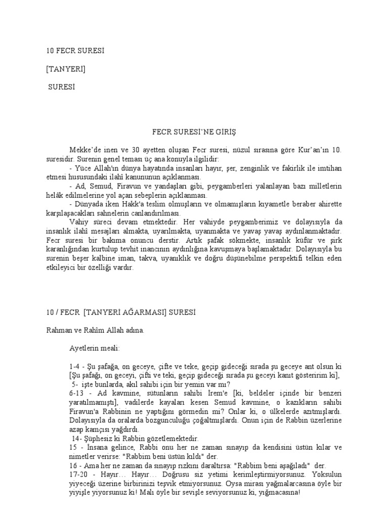 010 Fecr Suresi̇ | PDF