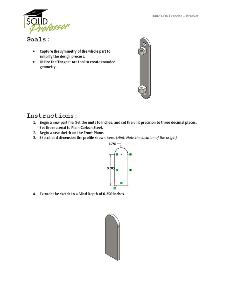 Goals:: Hands-On Exercise - Bracket | PDF | Rectangle | Extrusion