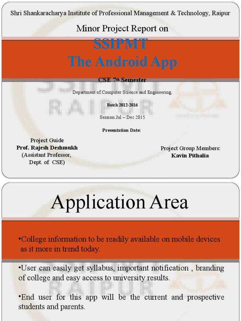 Ssipmt The Android App: Minor Project Report On | Download Free PDF | Application Software ...