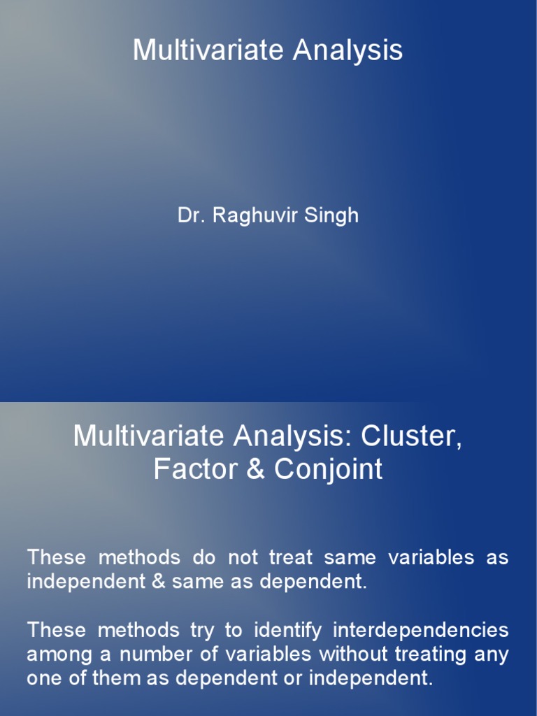 Multivariate Analysis: Dr. Raghuvir Singh | PDF | Correlation And ...