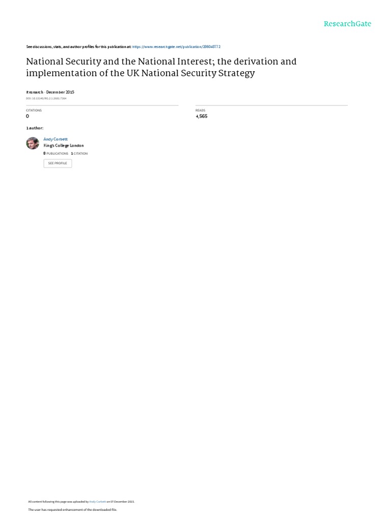 National Security and The National Interest The Derivation and ...