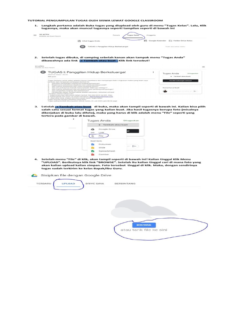 Tutorial Pengumpulan Tugas Oleh Siswa Lewat Google Classroom | PDF