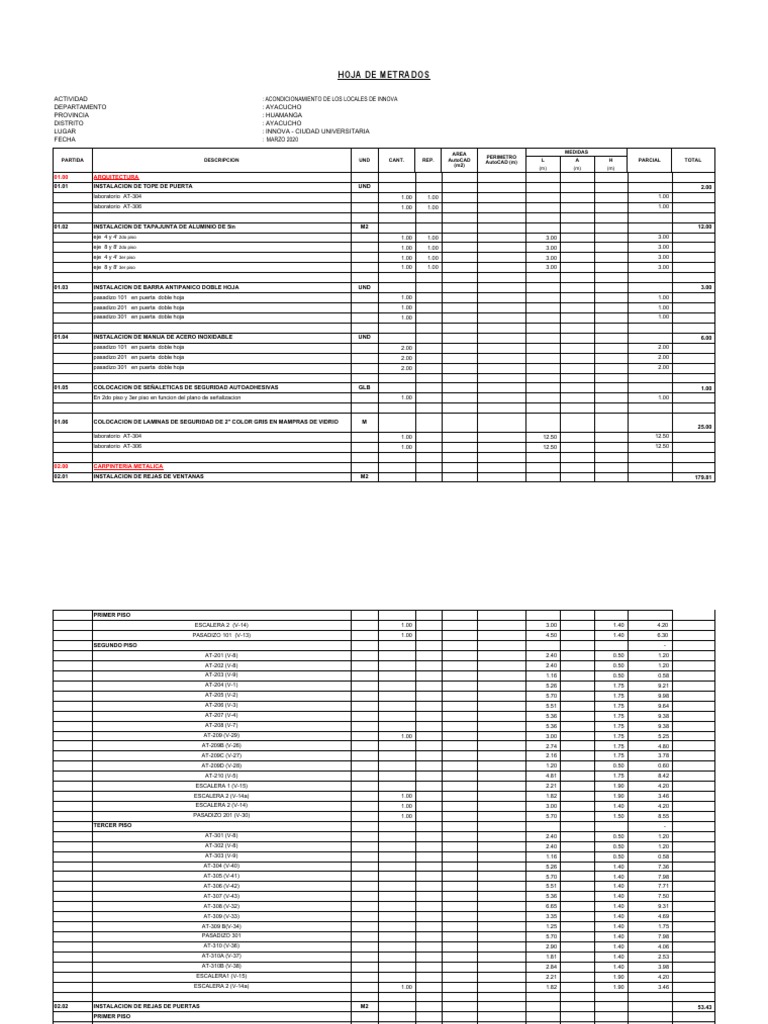 METRADO | PDF | Sectores Economicos | edificio