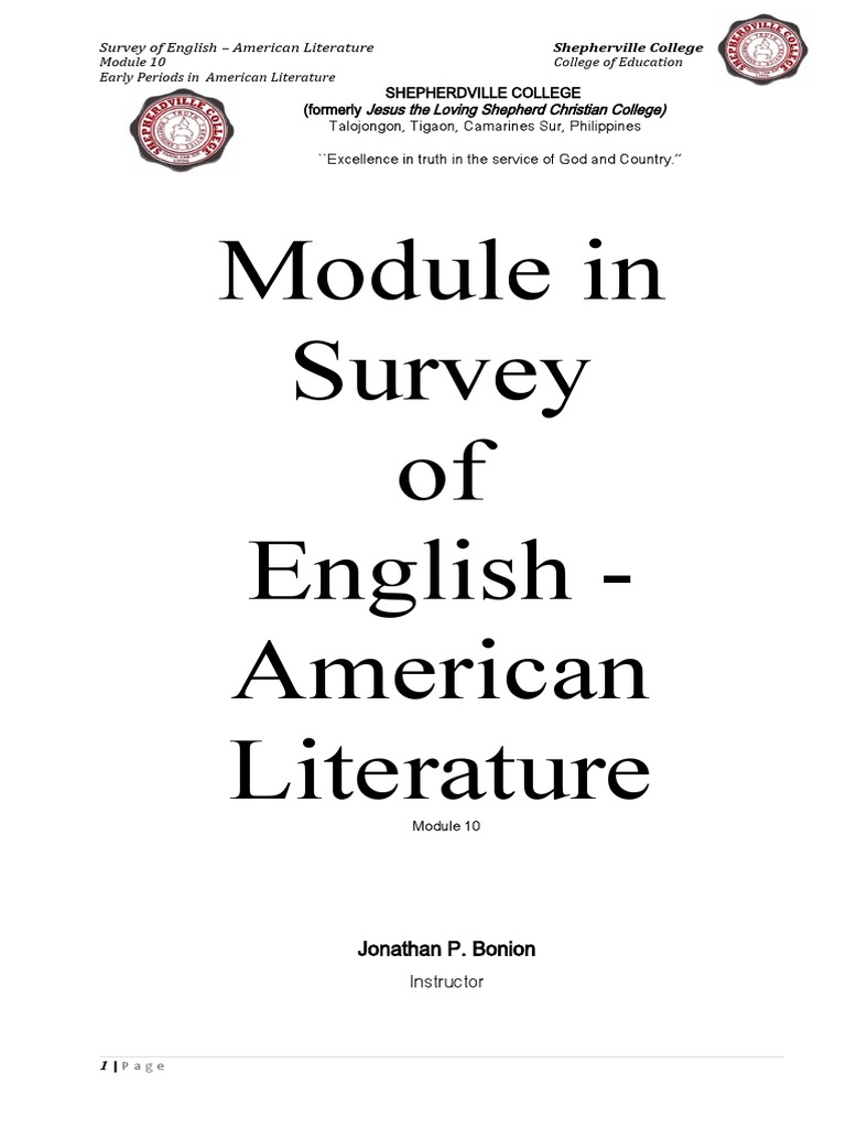 Module in Survey Of: English - American | PDF | Puritans | Storytelling
