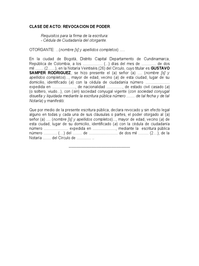 Revocacion de Poder. | PDF