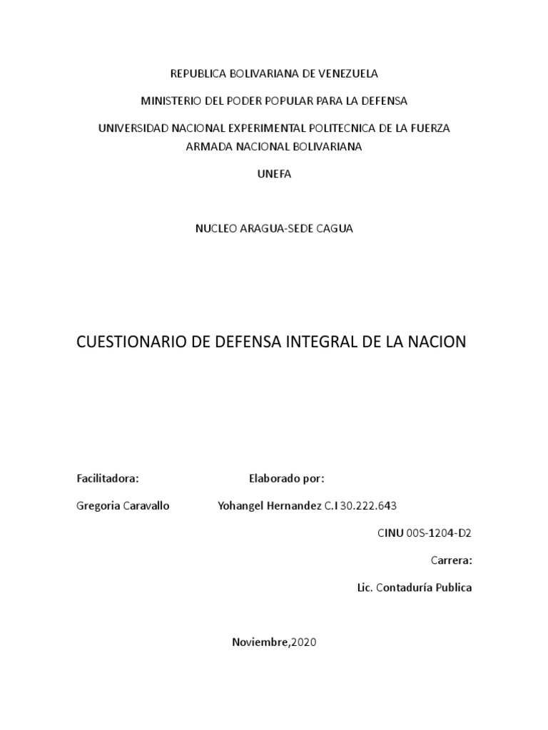 Defensa Integral Dela Nacion | PDF | Defensa | Conflicto armado