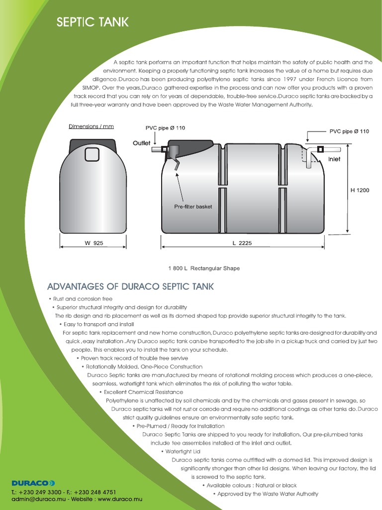 Duraco Septic Tank | PDF | Septic Tank | Civil Engineering