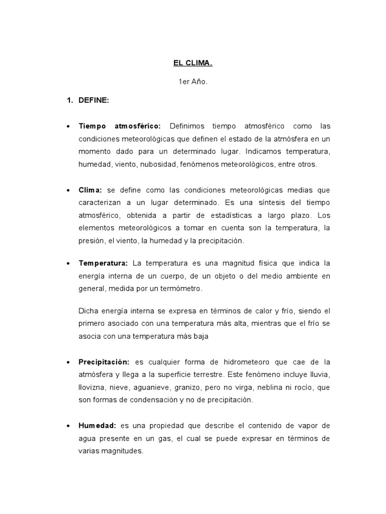 El Clima 1 Año. | PDF | Clima | Meteorología