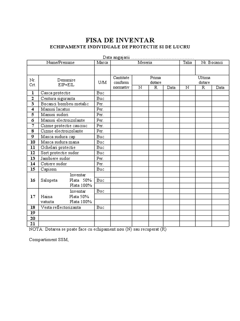 Fisa de Magazie Inventar | PDF