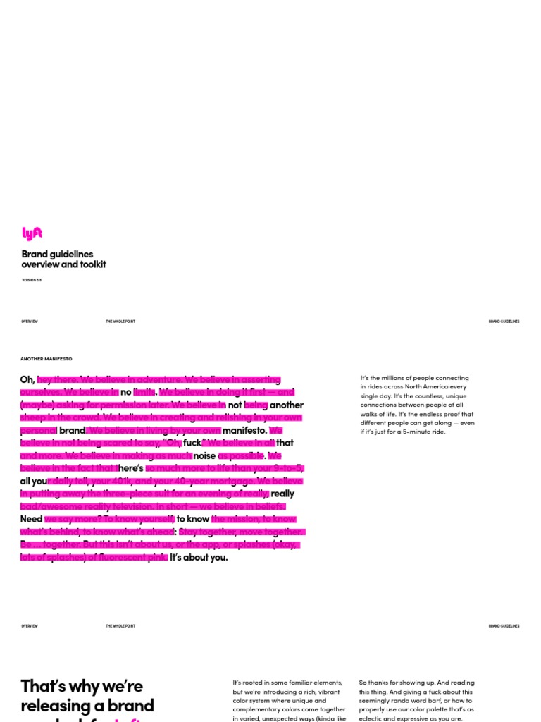 Lyft Brand Guidelines Overview | PDF | Typography | Logos