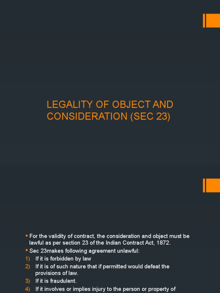 6 Legality of Object and Consideration (Sec 23 | PDF | Lease | Legal ...