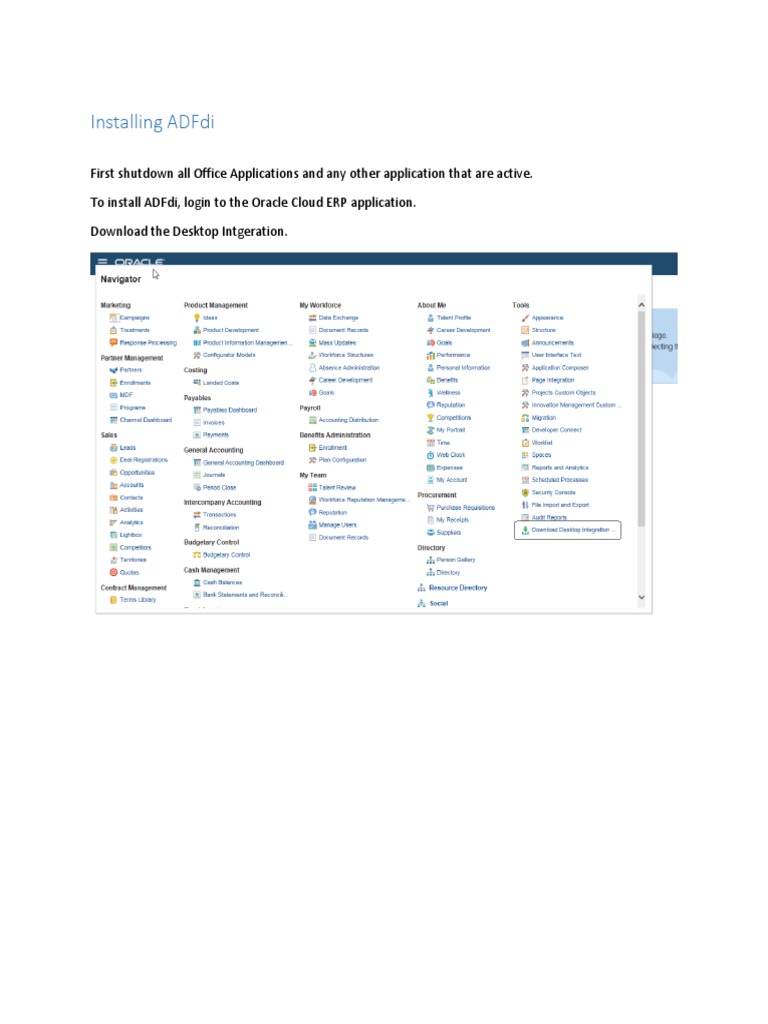 ADFdi Settings For Excel-OracleCloud | PDF | Technology & Engineering