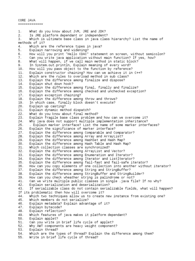 Ques Java | PDF | Java (Programming Language) | Method (Computer ... Ques Java | PDF | Java (Programming Language) | Method (Computer ...