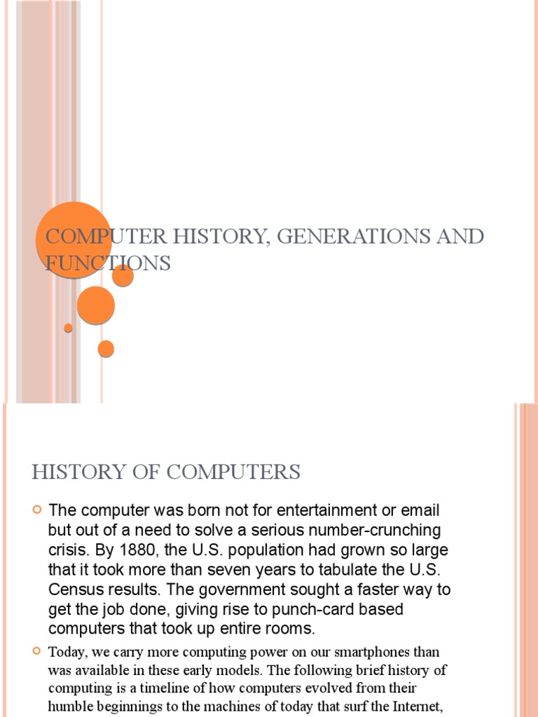Computer History, Generations and Functions | Download Free PDF | Input/Output | Computer Data ...