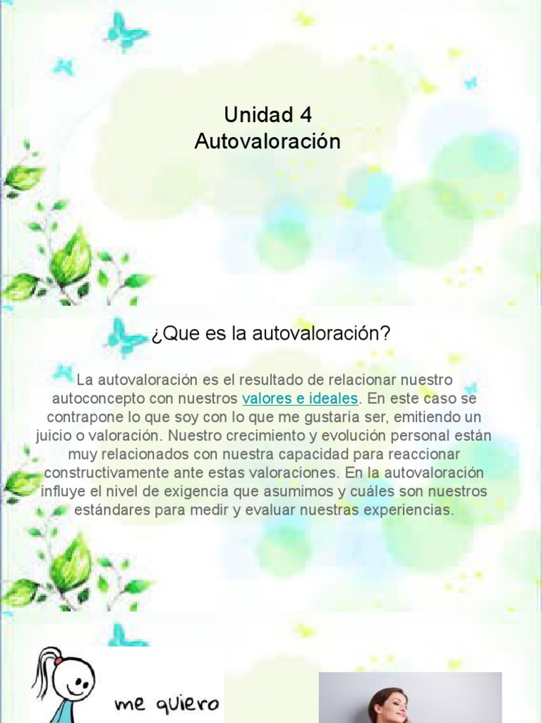 Unidad 4. Autovaloración. Modulo 1 Autoestima | PDF | Negocios