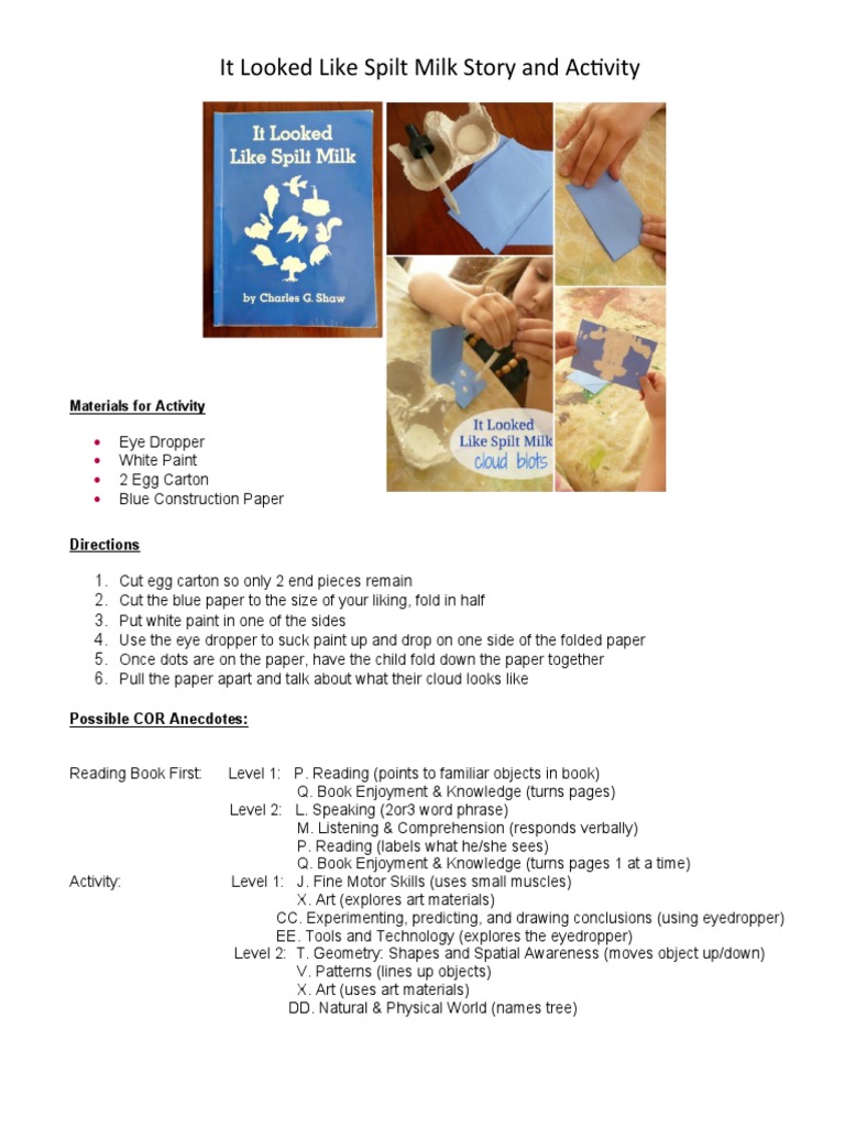 It Looked Like Spilt Milk Story and Activity | PDF