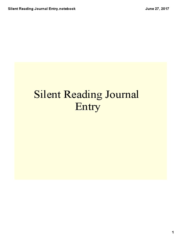 Silent Reading Journal Entry | PDF