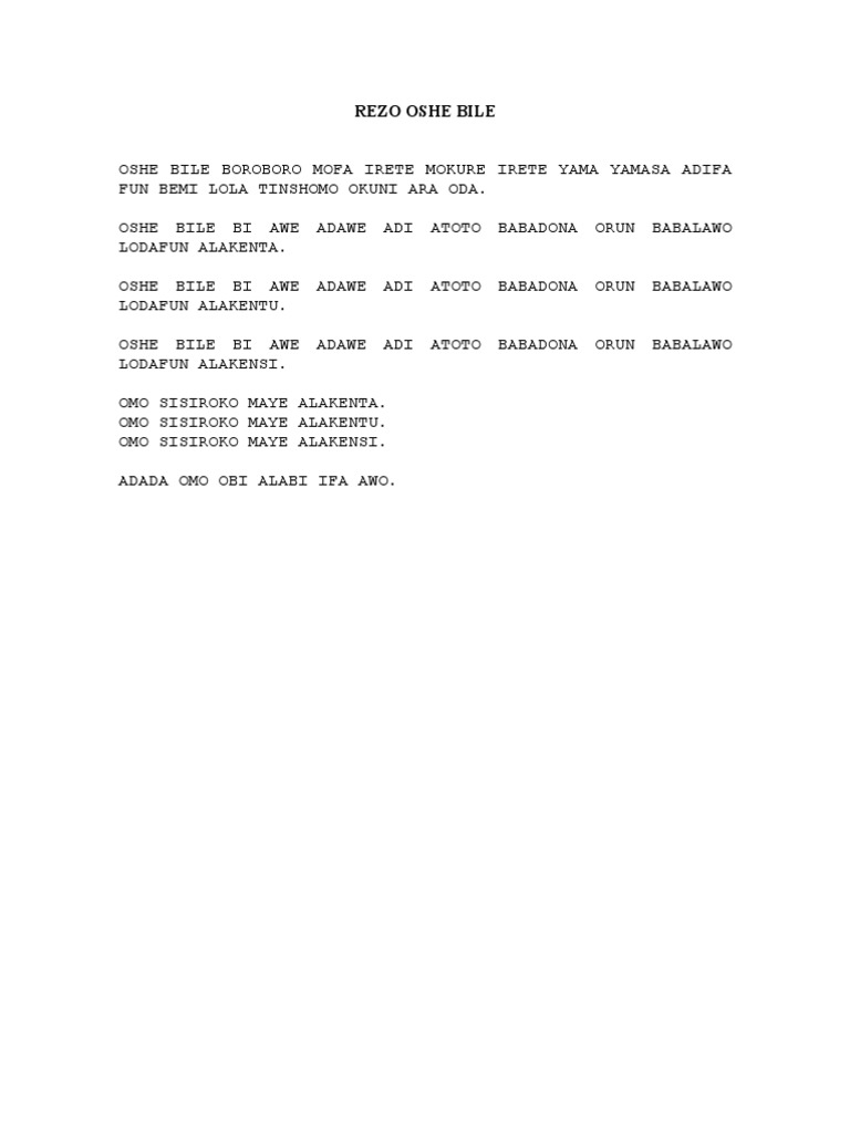 Rezo Oshe Bile | PDF