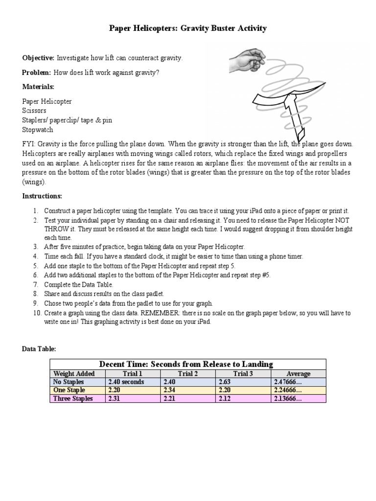Paper Helicopters: Gravity Buster Activity | PDF | Helicopter | Lift ...