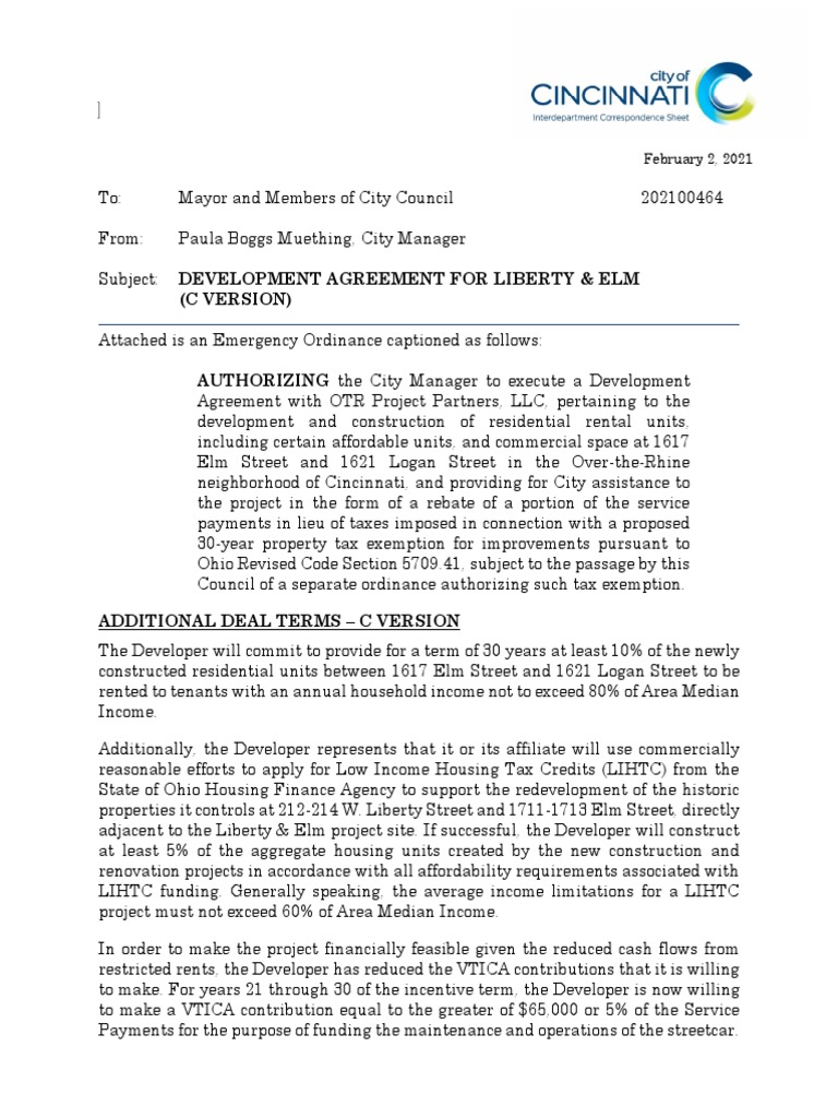 Liberty & Elm Development - C Version | PDF | Taxes | Policy