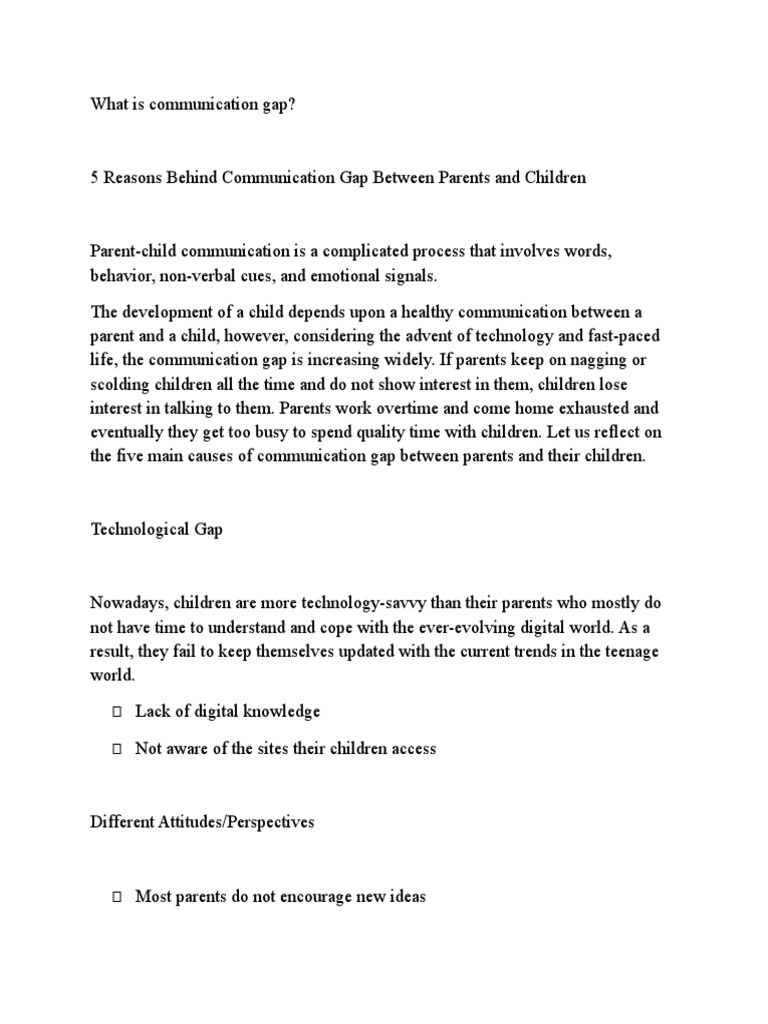 Communication Gap | PDF | Interpersonal Relationships | Communication