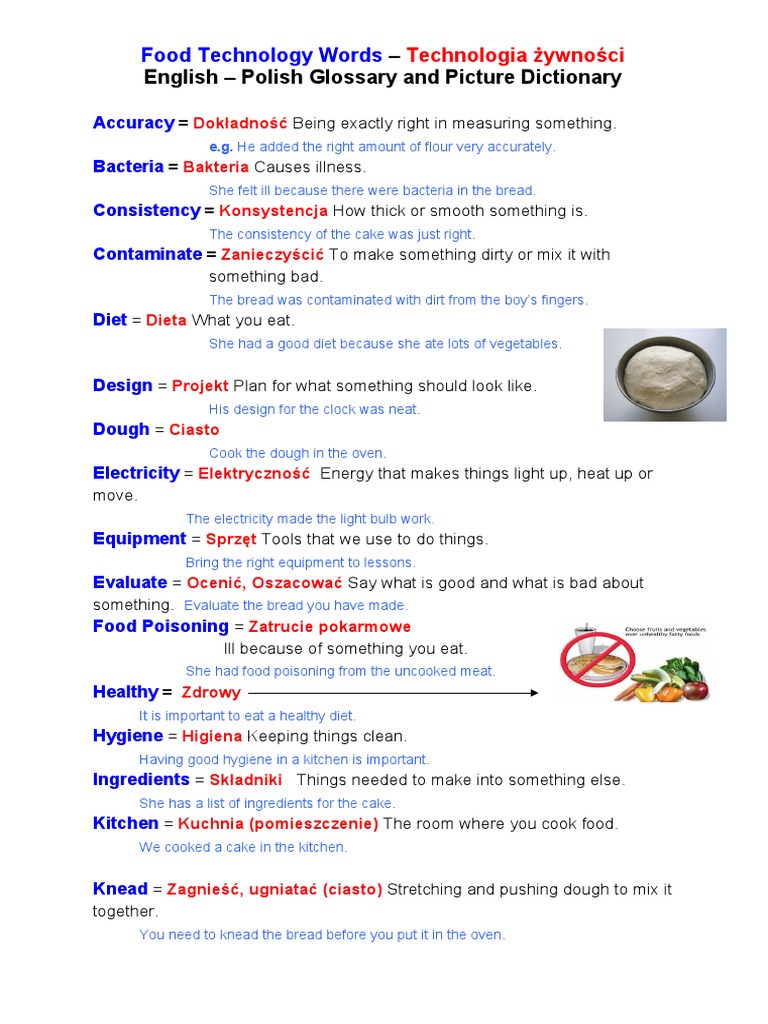 Food Technology Picture Glossary | Download Free PDF | Breads | Cakes