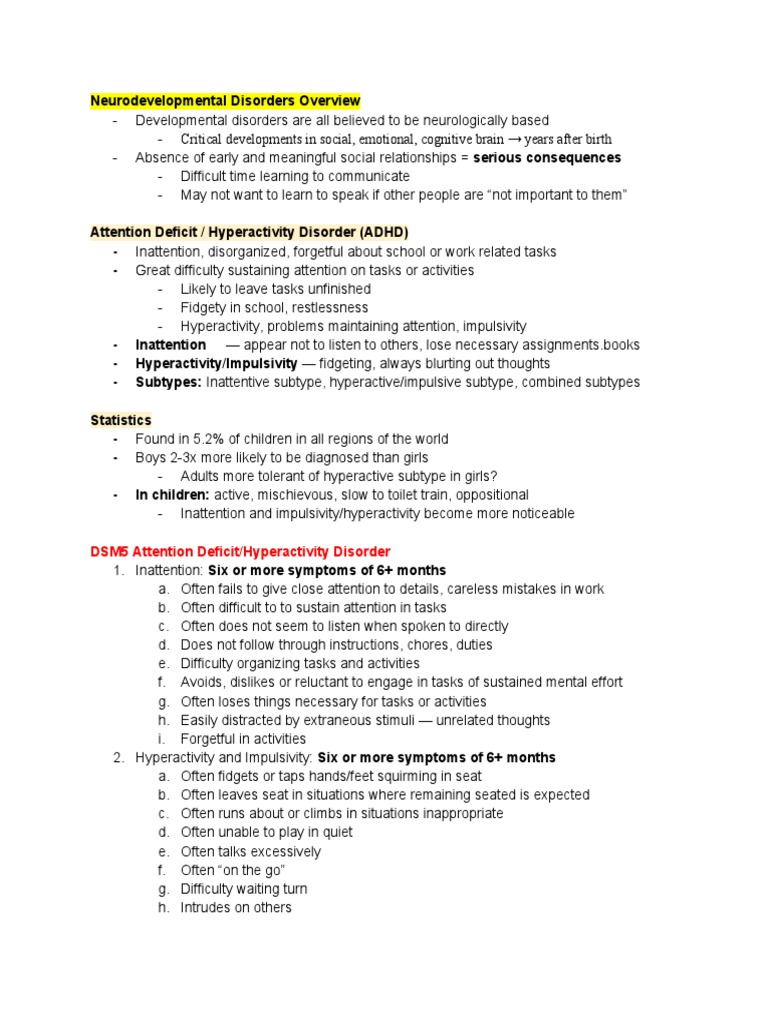 PSY322 Chap 13 Neurodevelopmental and Neurocognitie Disorders | PDF ...