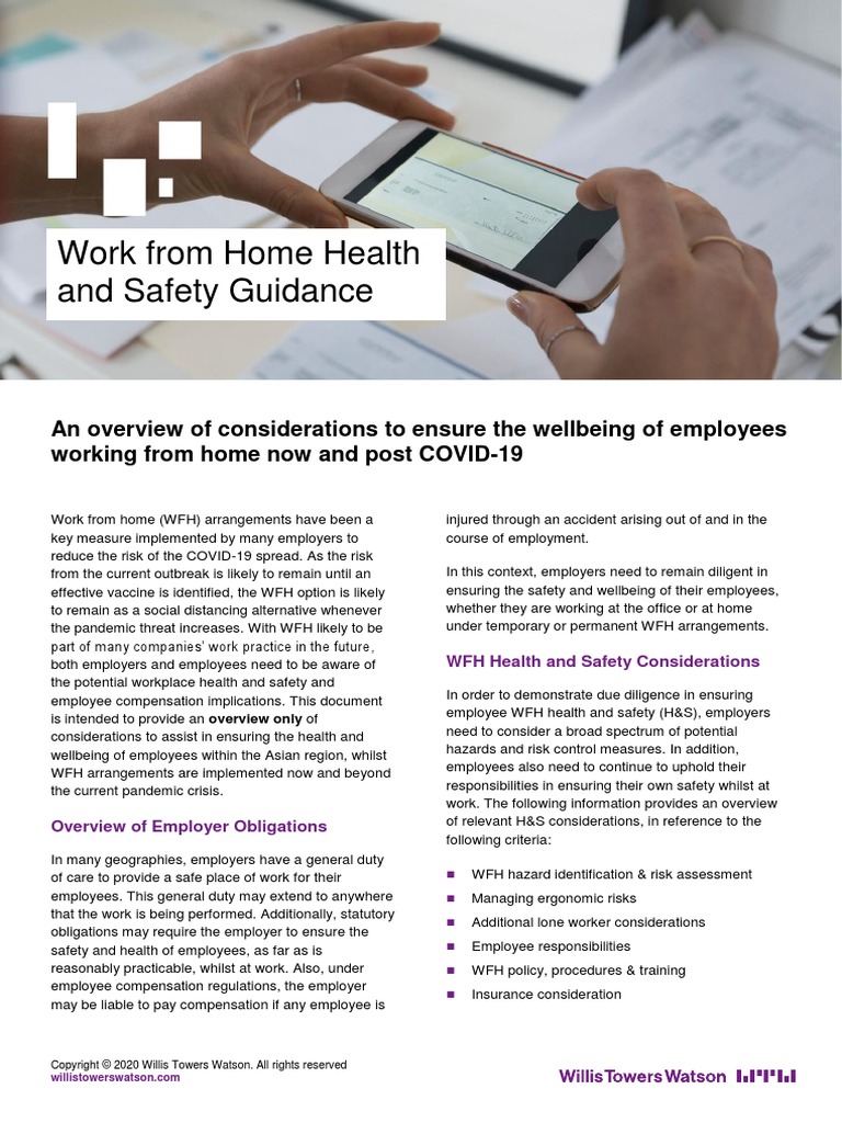 Work From Home Health and Safety Guidance | PDF | Employment ...