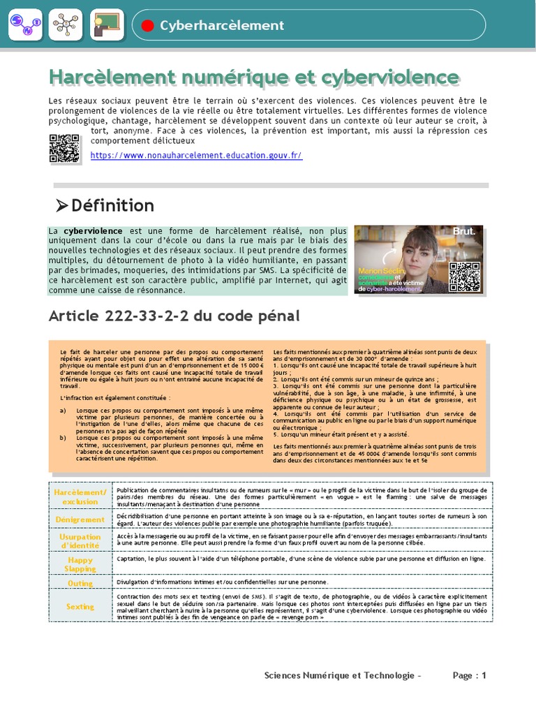 Cyberharcèlement Exercices Pdf – GSHXPQ
