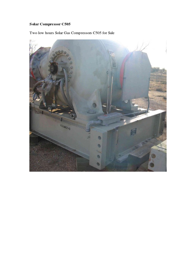 Two Low Hours Solar Gas Compressors C505 For Sale: S Olar Compressor ...